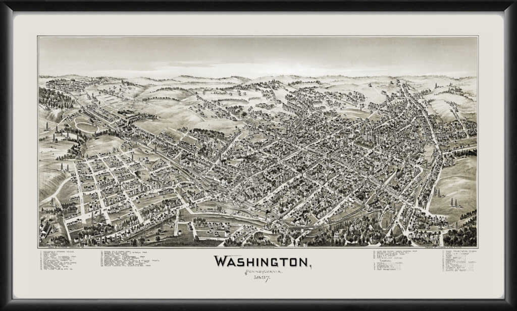 Washington PA 1897 Restored Map | Vintage City Maps