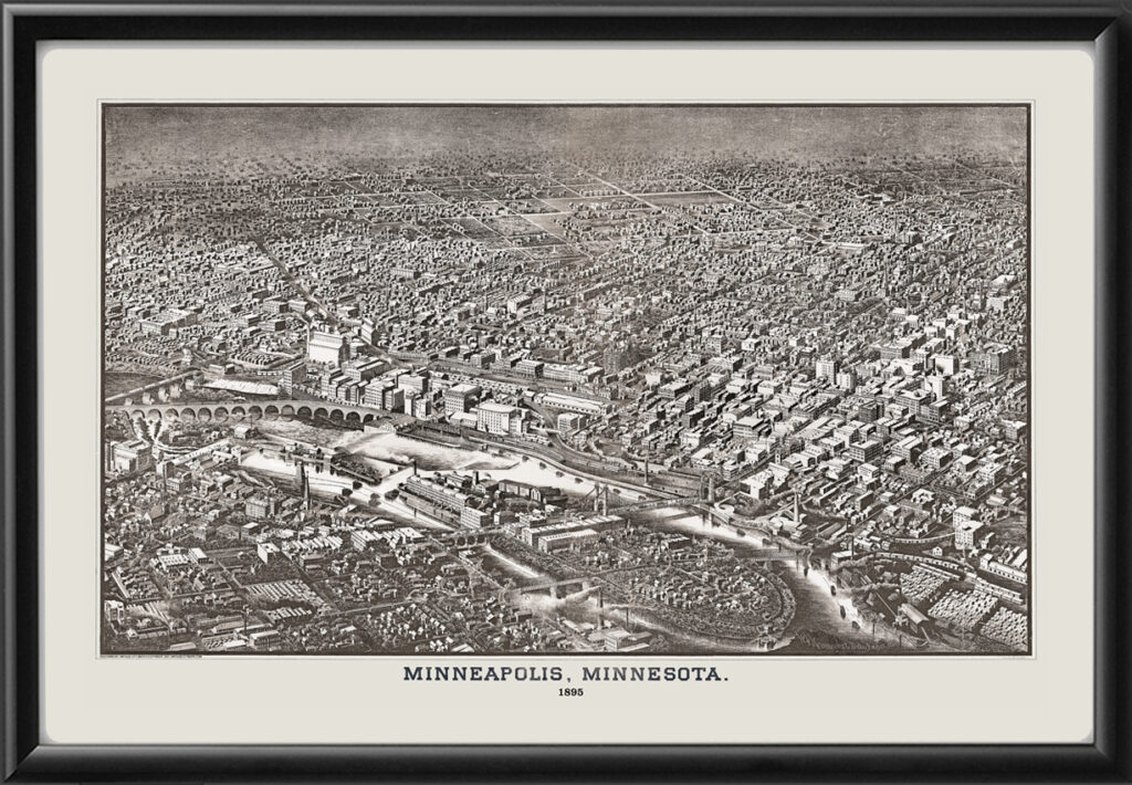 Minneapolis MN 1885 Restored Map | Vintage City Maps