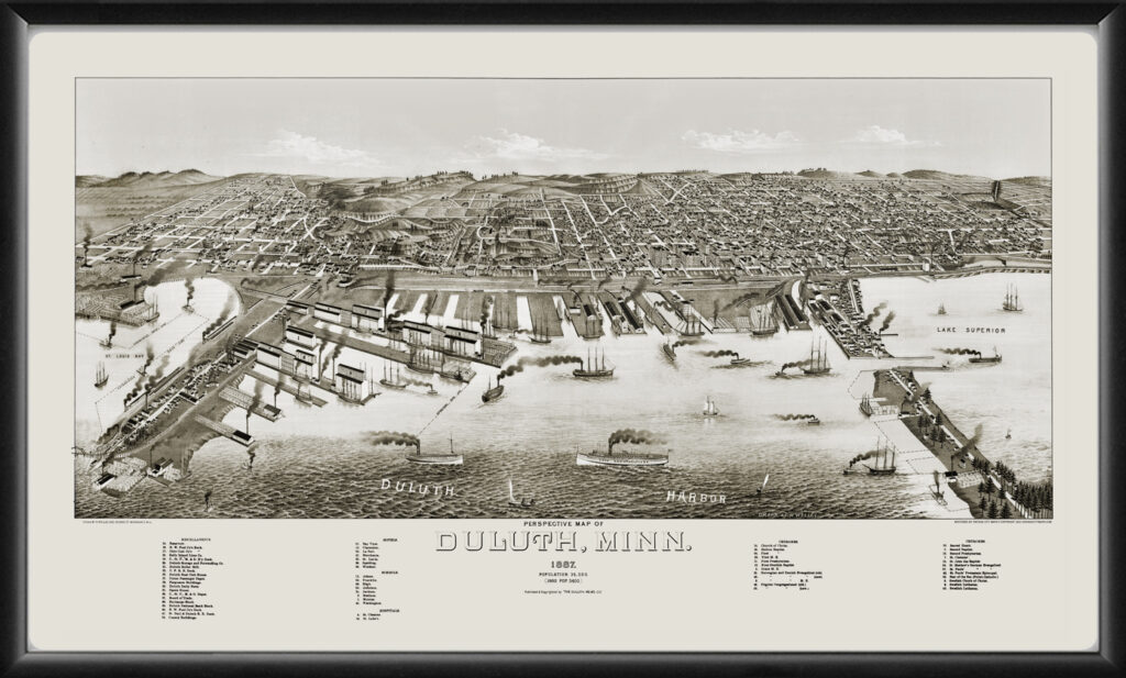 Duluth MN 1887 Restored Map | Vintage City Maps