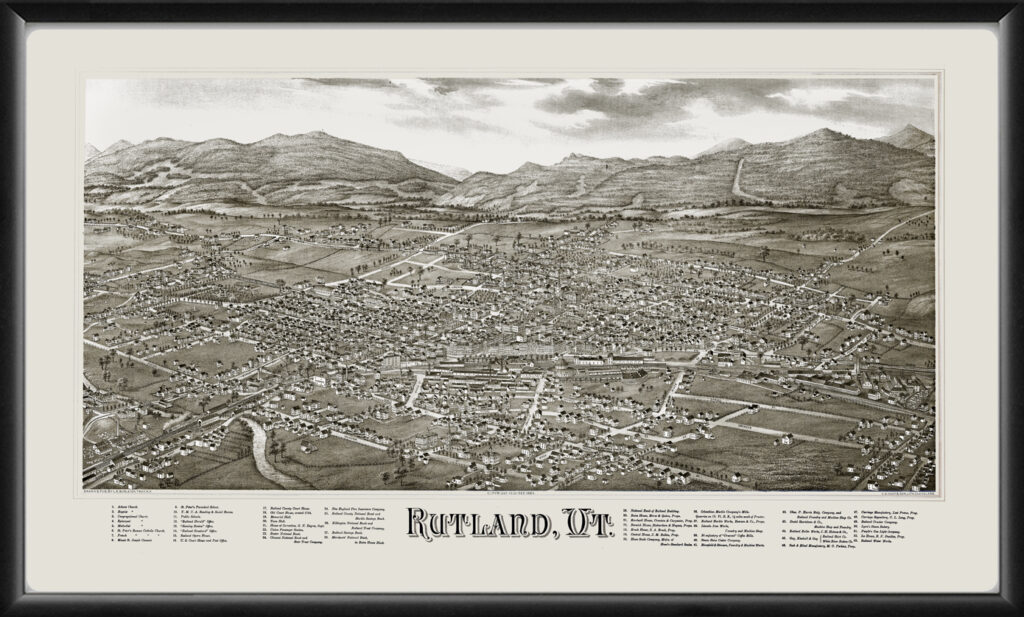 Rutland VT 1885 Restored Map | Vintage City Maps