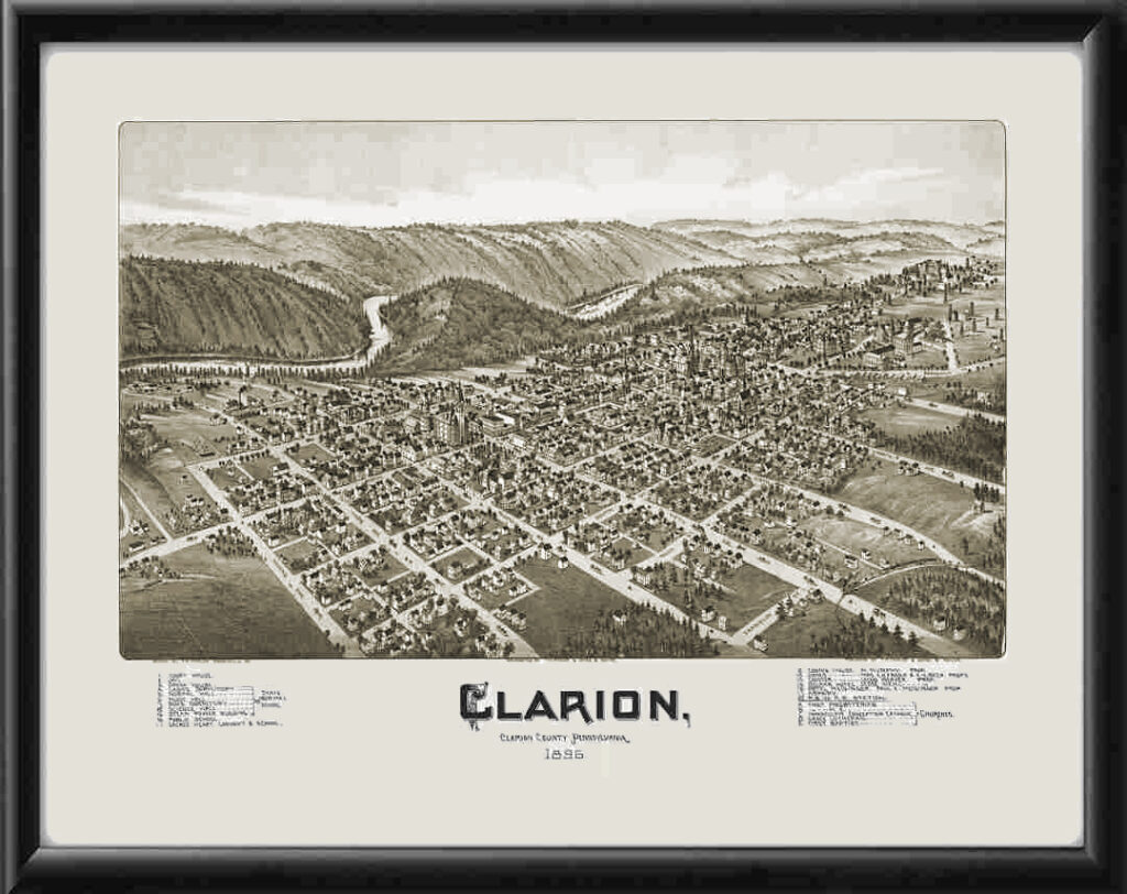 Clarion PA 1896 Restored Map | Vintage City Maps