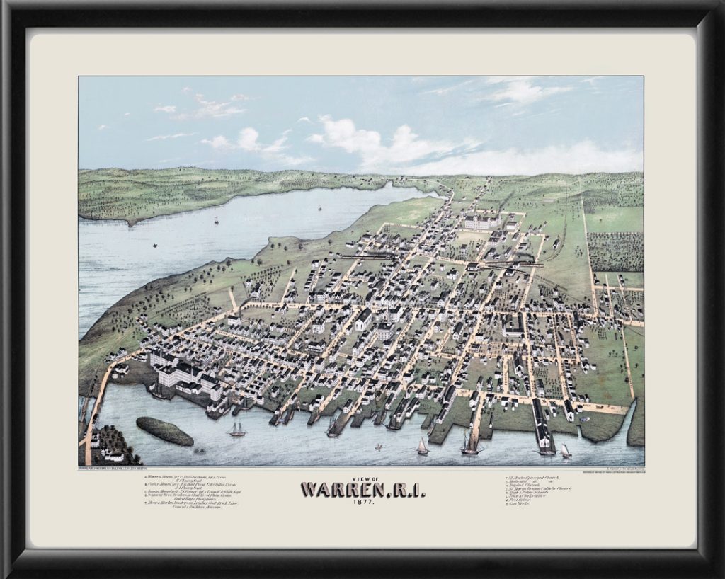 Warren RI 1877 Restored Map | Vintage City Maps