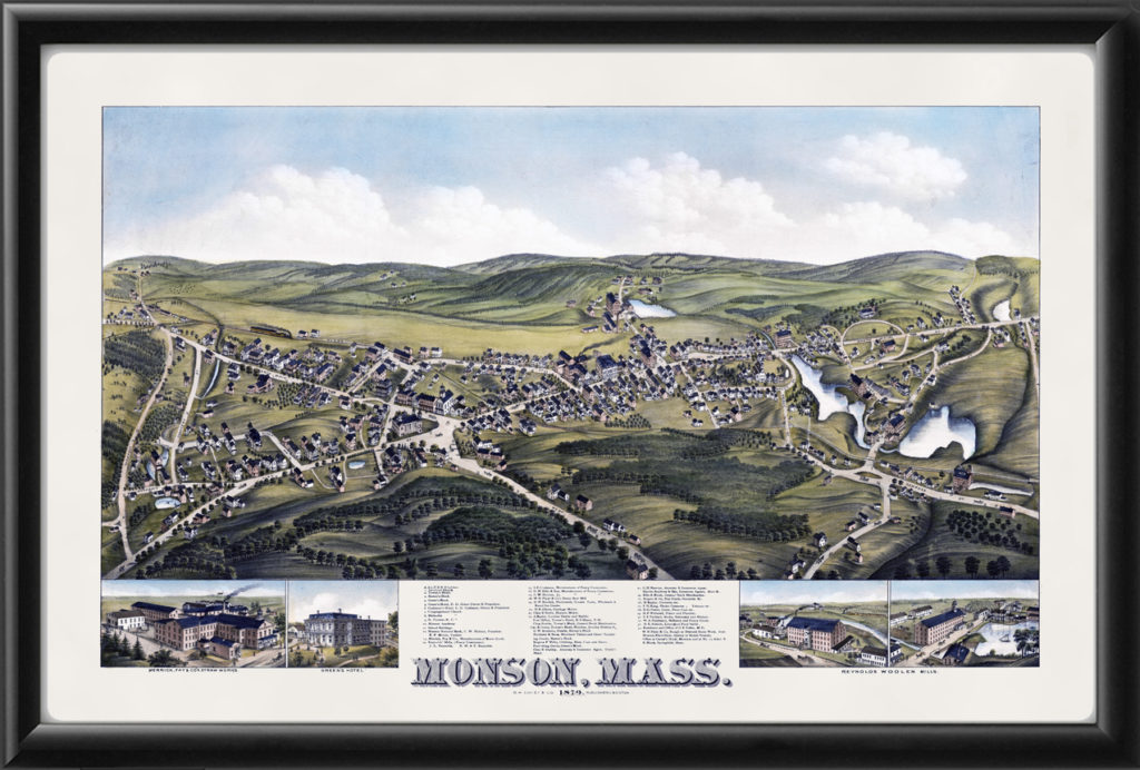 Monson MA 1879 Restored Map | Vintage City Maps
