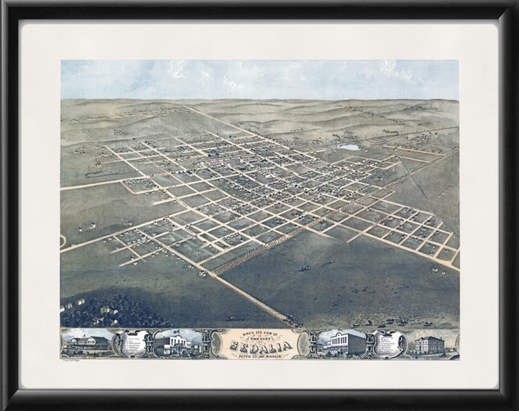 Sedalia MO 1869 Restored Map | Vintage City Maps
