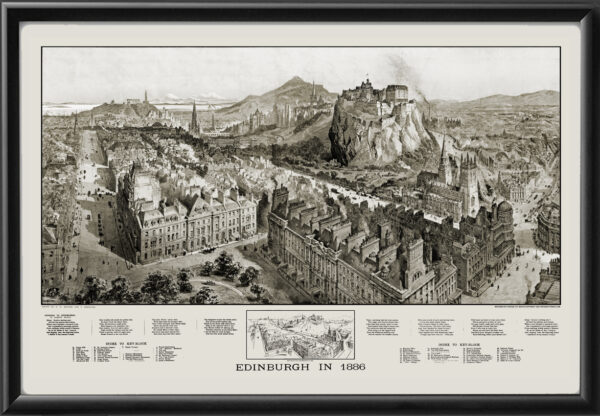 Edinburgh Scotland 1850 - Restored Bird's Eye View | Vintage City Maps