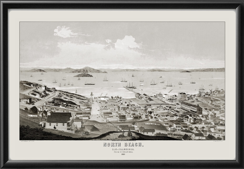 San Francisco CA 1861 Restored Map | Vintage City Maps