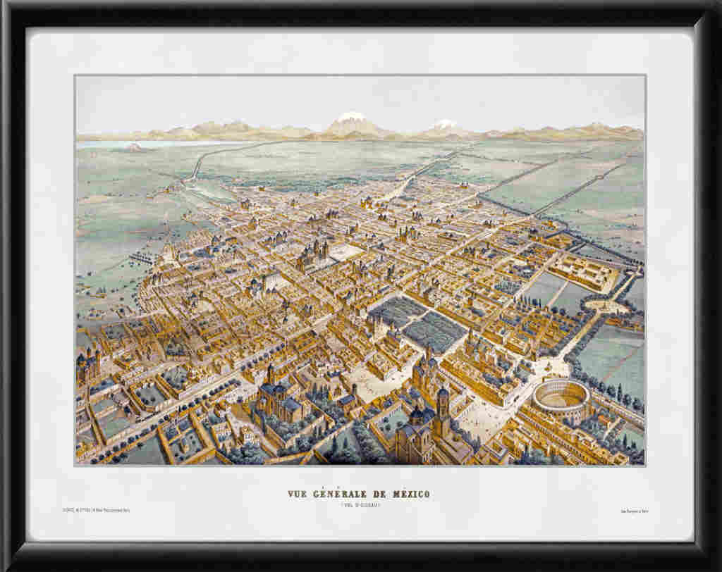Mexico City Mexico 1863 Restored Map | Vintage City Maps