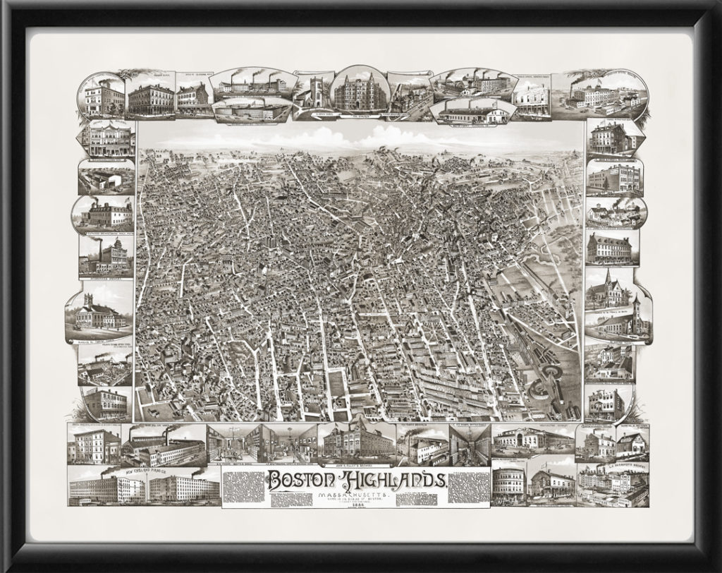 Boston MA 1888 Restored Map | Vintage City Maps