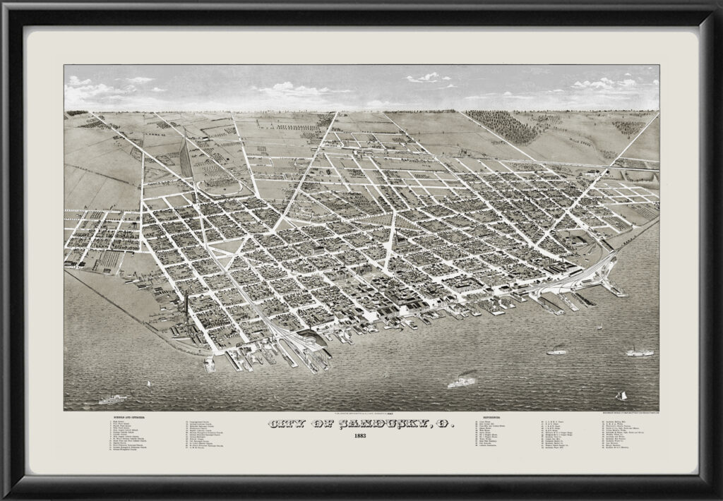 Sandusky OH 1854 Restored Map | Vintage City Maps