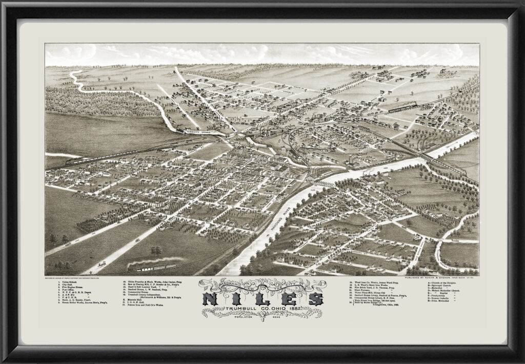 Niles OH 1882 Restored Map | Vintage City Maps