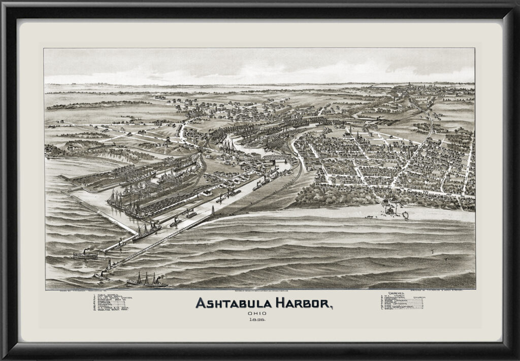 Ashtabula Harbor OH 1896 Restored Map | Vintage City Maps