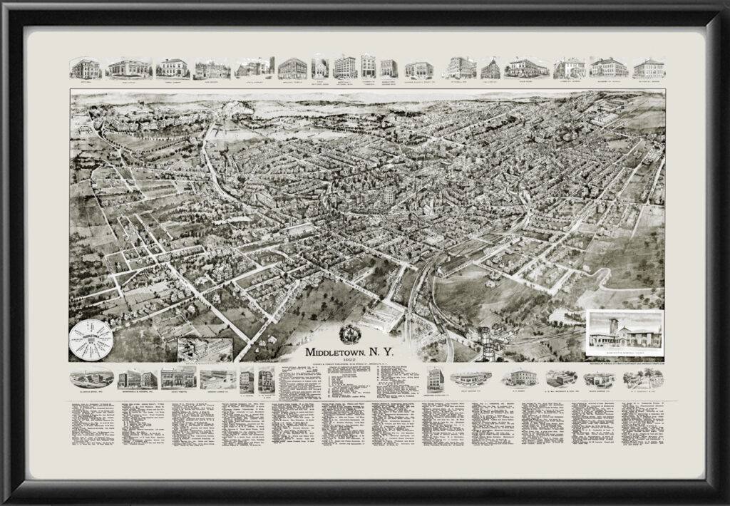 Middletown NY 1922 Restored Map | Vintage City Maps