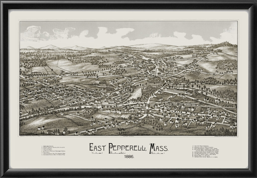 East Pepperell MA 1886 Restored Map | Vintage City Maps