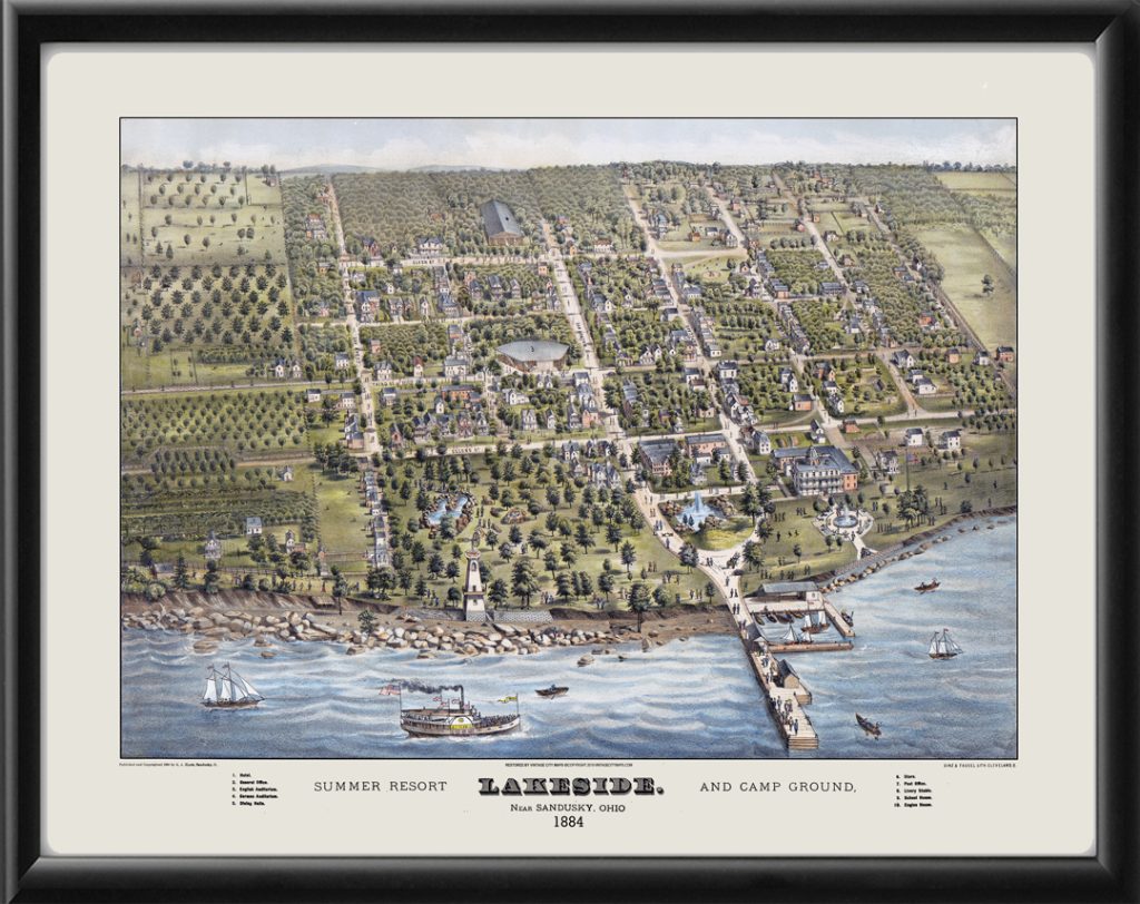 Sandusky - Lakeside Summer Resort 1884 - Vintage City Maps