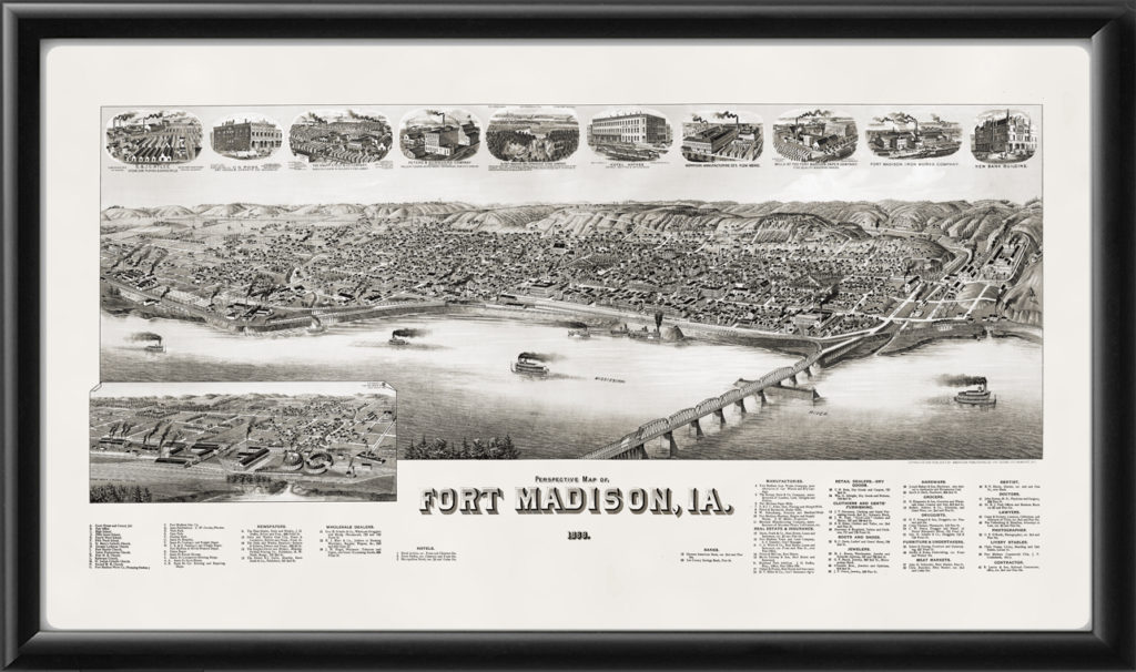 Fort Madison IA 1889 Restored Map | Vintage City Maps