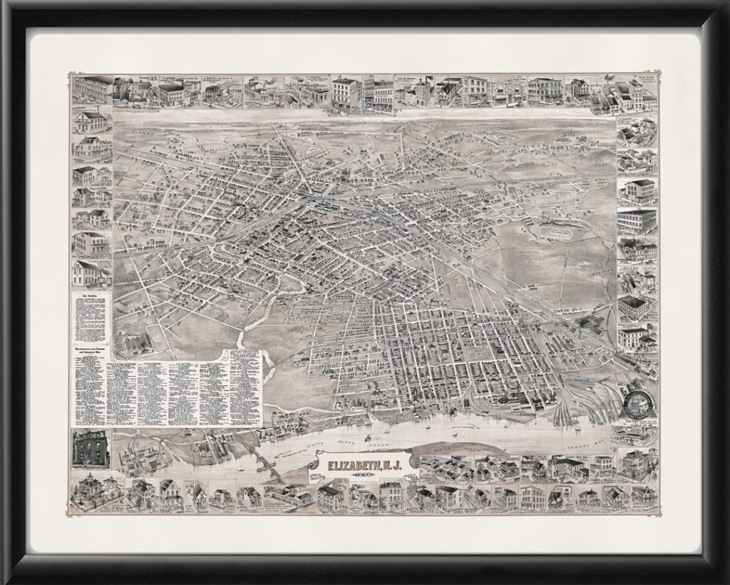 Elizabeth NJ 1898 Restored Map | Vintage City Maps