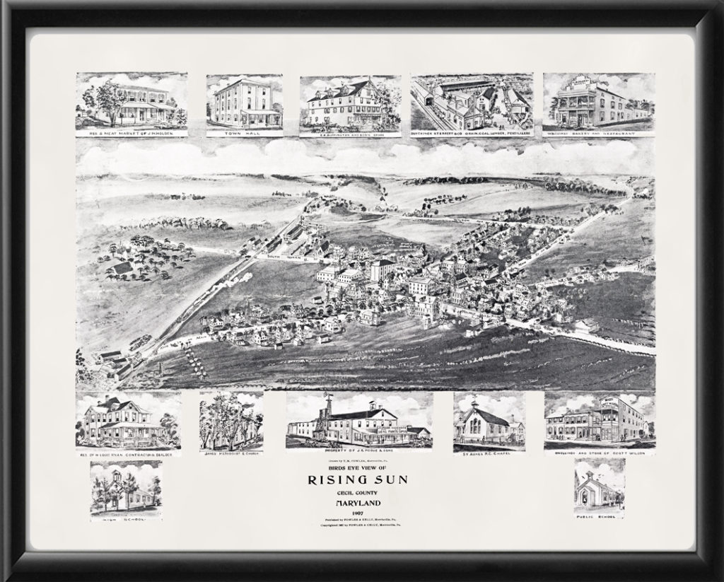 Rising Sun MD 1907 Restored Map | Vintage City Maps