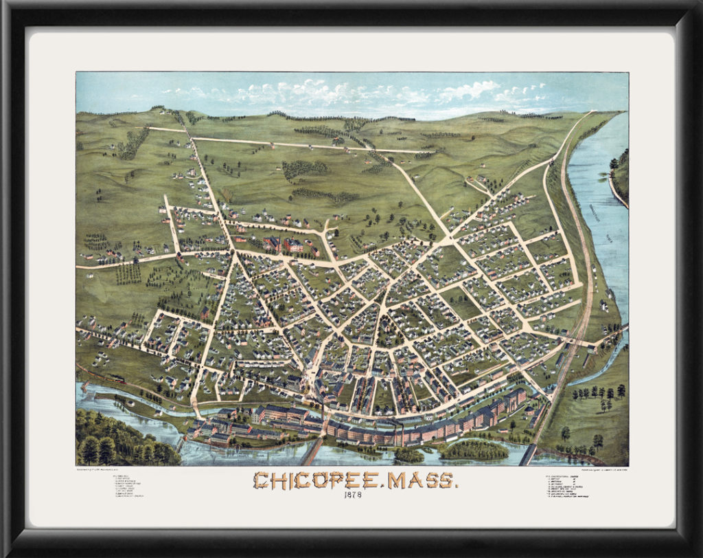 Chicopee MA 1878 Restored Map | Vintage City Maps