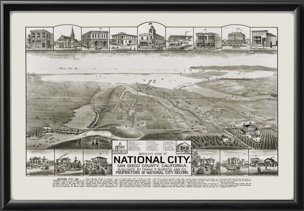 National City CA Restored Map | Vintage City Maps
