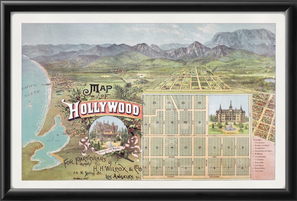 Hollywood CA 1887 Restored Map | Vintage City Maps