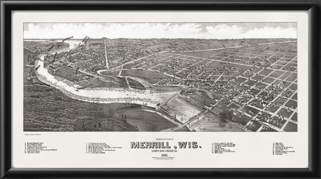 Merrill WI 1883 Restored Map | Vintage City Maps
