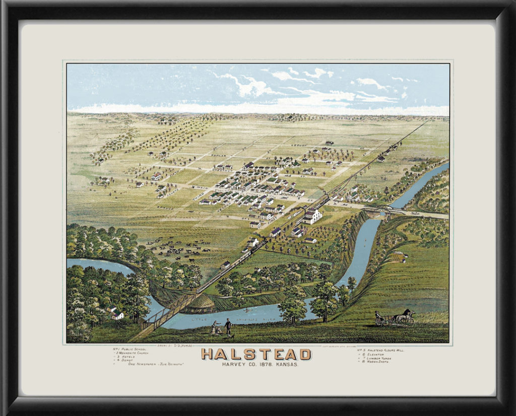 Halstead KS 1878 Restored Map | Vintage City Maps