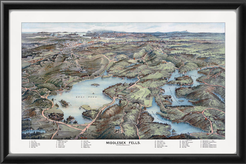 Middlesex Fells MA 1903 Restored Map | Vintage City Maps