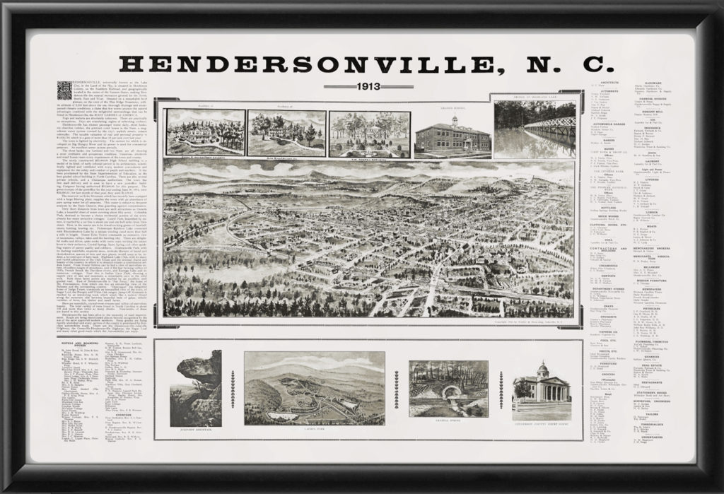Hendersonville NC 1913 Restored Map | Vintage City Maps