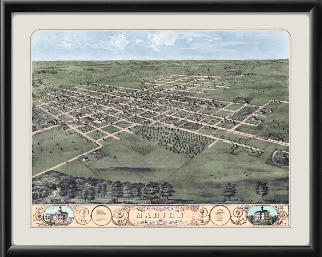 Marion, IA 1868 - Restored Bird's Eye Views