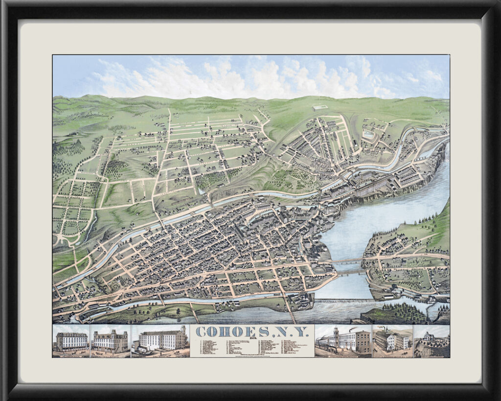 Cohoes, NY 1879 - Vintage City Maps - Restored Bird's Eye Views