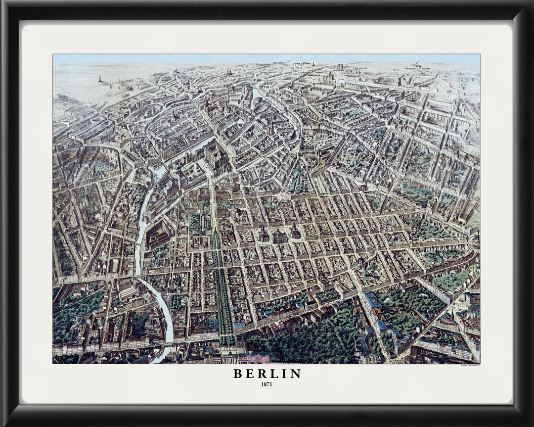 Restored bird's eye view - Berlin, Germany, 1871
