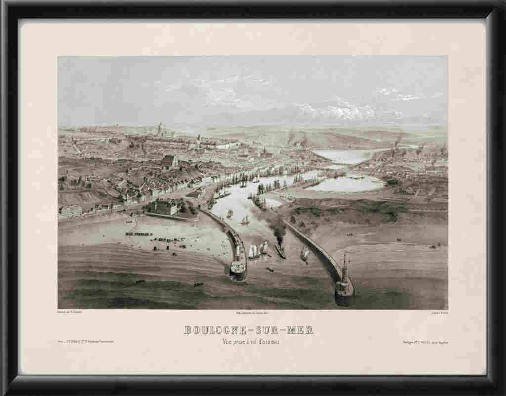 Boulogne-sur-Mer France 1830 Restored Map | Vintage City Maps