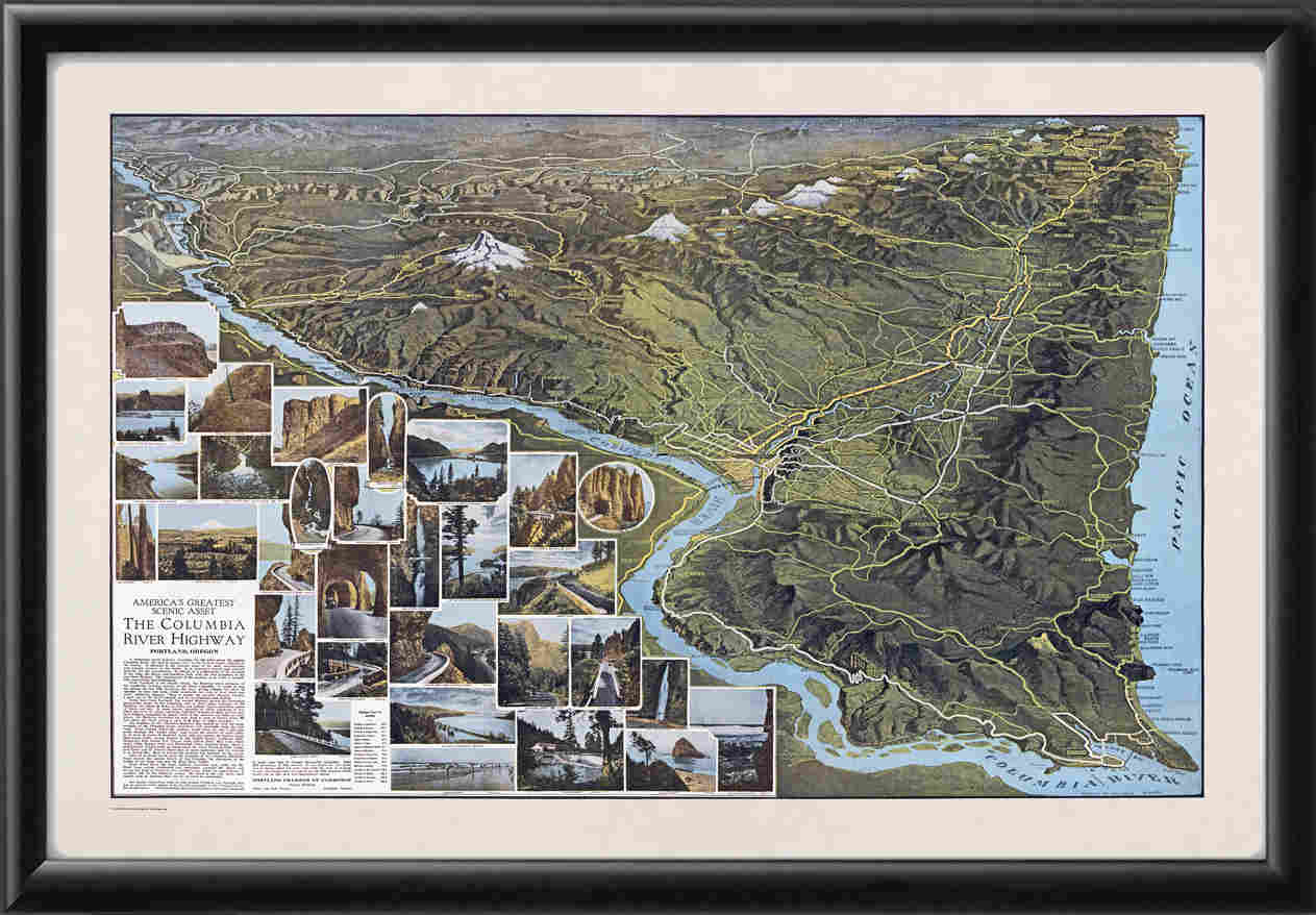 Portland, Oregon 1923 - The Columbia River Highway - Vintage City Maps