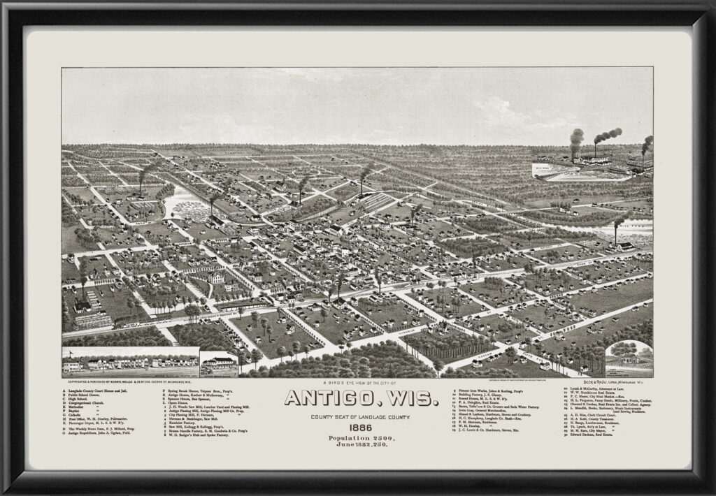 Vintage City Maps - Antigo, Wisconsin 1886 by Henry Wellge