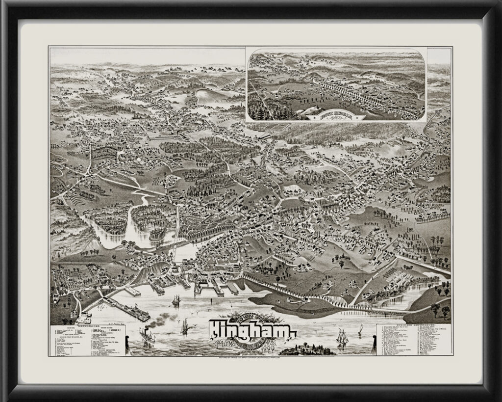 Hingham MA 1885 - Vintage City Maps