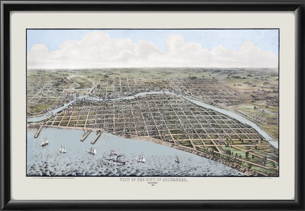Milwaukee WI 1856 Restored Map | Vintage City Maps