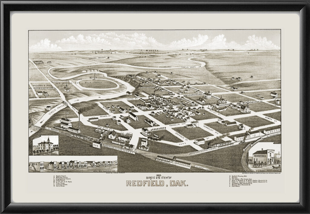 Redfield SD 1883 Restored Map | Vintage City Maps
