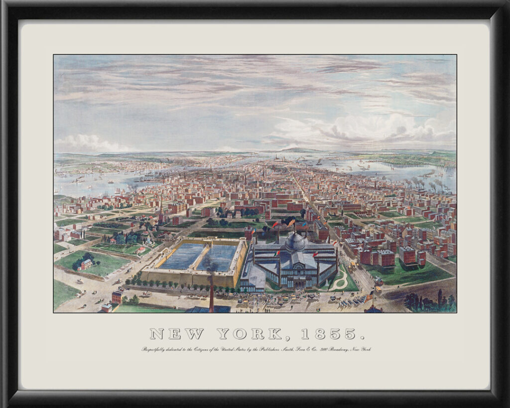 New York City NY 1855 Restored Map | Vintage City Maps