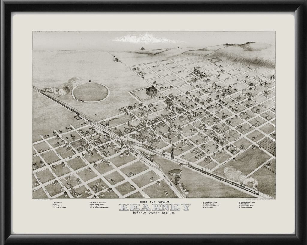 Kearney NE 1881 Restored Map | Vintage City Maps