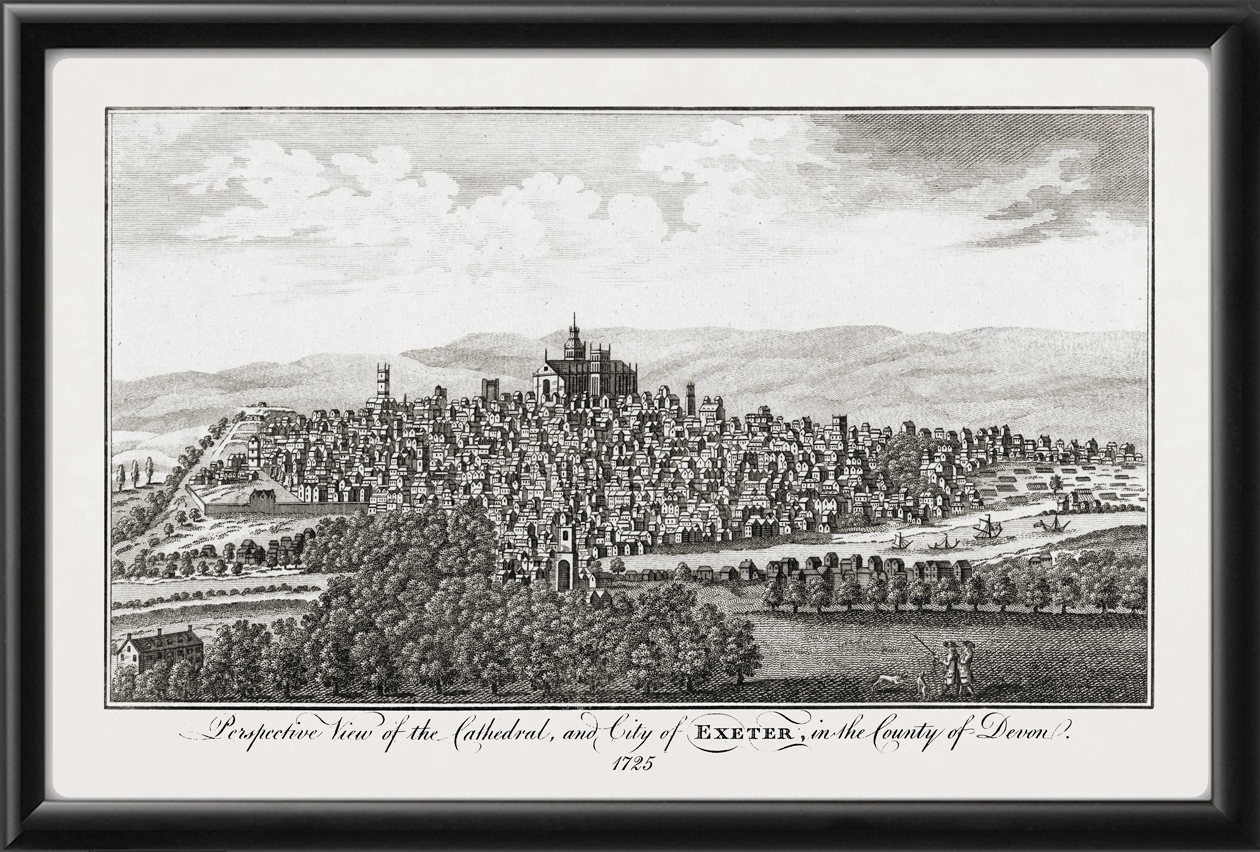 Exeter England 1725 Restored Map | Vintage City Maps
