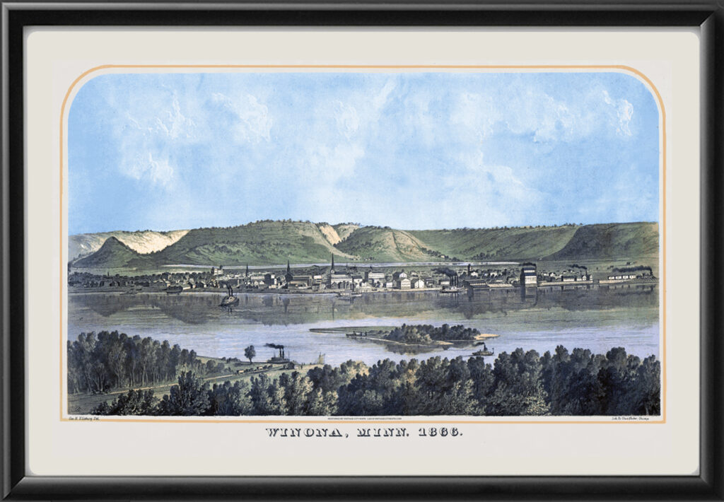 Winona MN 1866 Restored Map | Vintage City Maps