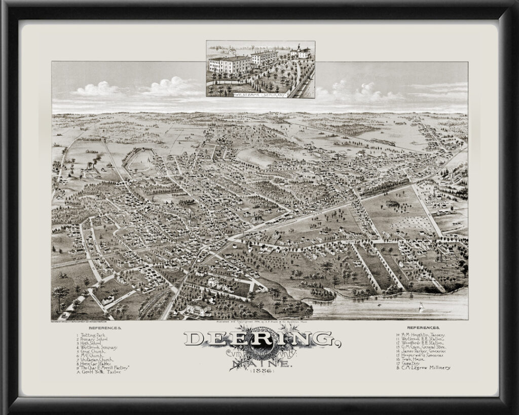 Deering ME 1886 Restored Map | Vintage City Maps
