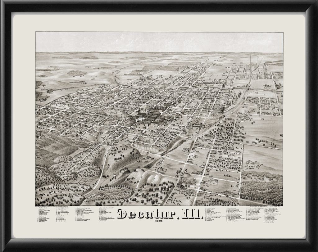 Decatur IL 1878 Restored Map | Vintage City Maps