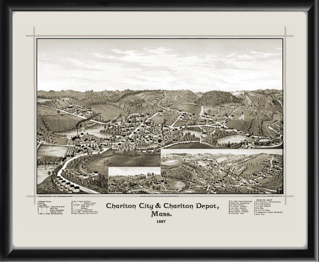 Charlton MA 1887 | Vintage City Maps - Restored Bird's Eye Views