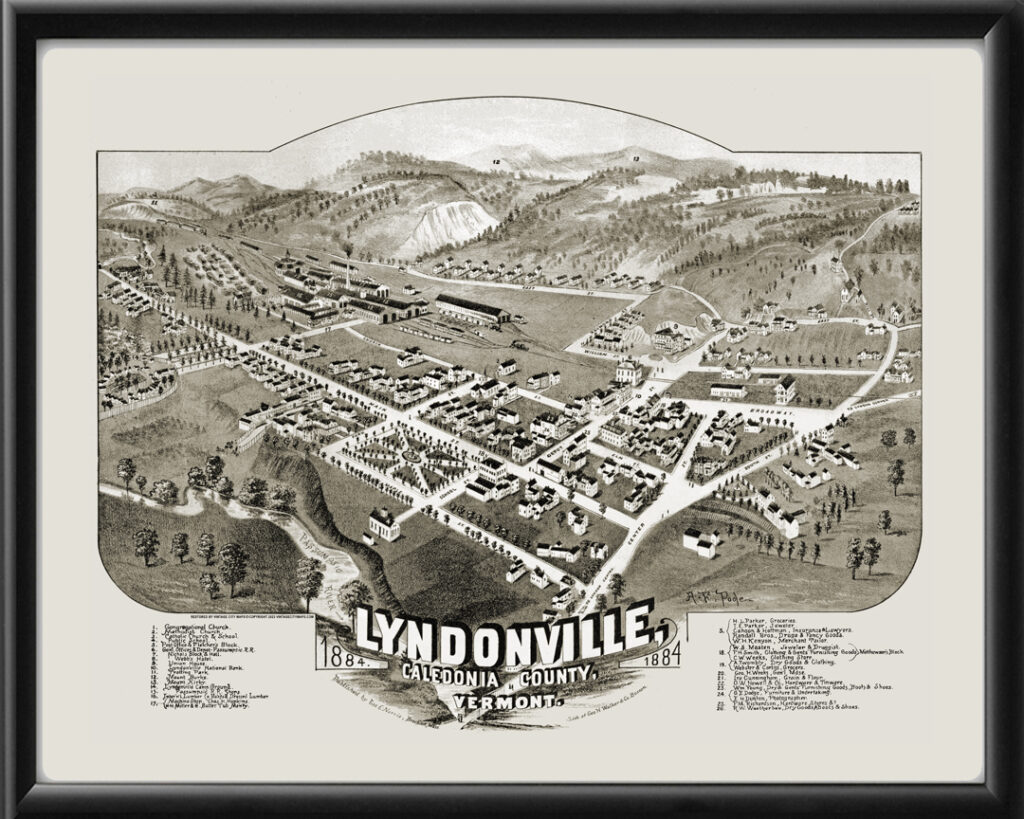 Lyndonville VT 1884 Restored Map | Vintage City Maps