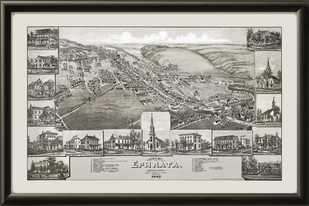 Ephrata PA 1887 Restored Map | Vintage City Maps
