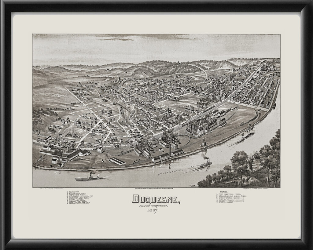 Duquesne PA 1897 Restored Map | Vintage City Maps