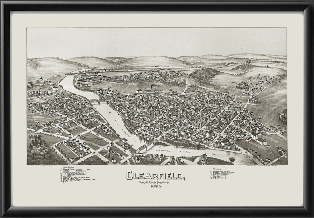 Clearfield PA 1895 Restored Map | Vintage City Maps