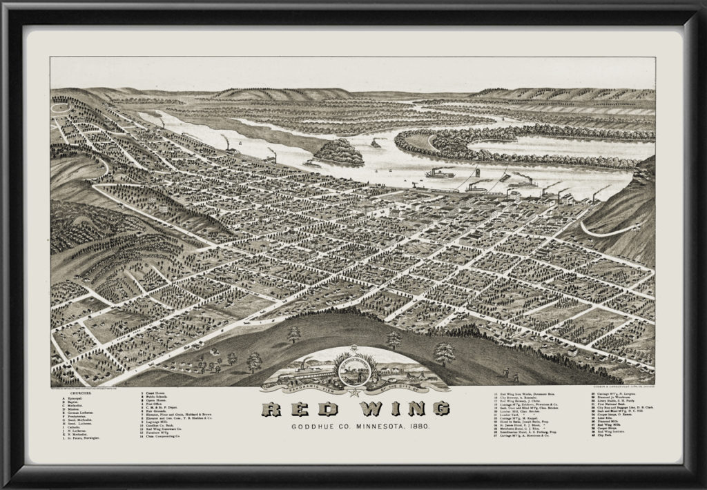 Red Wing MN 1880 Restored Map | Vintage City Maps