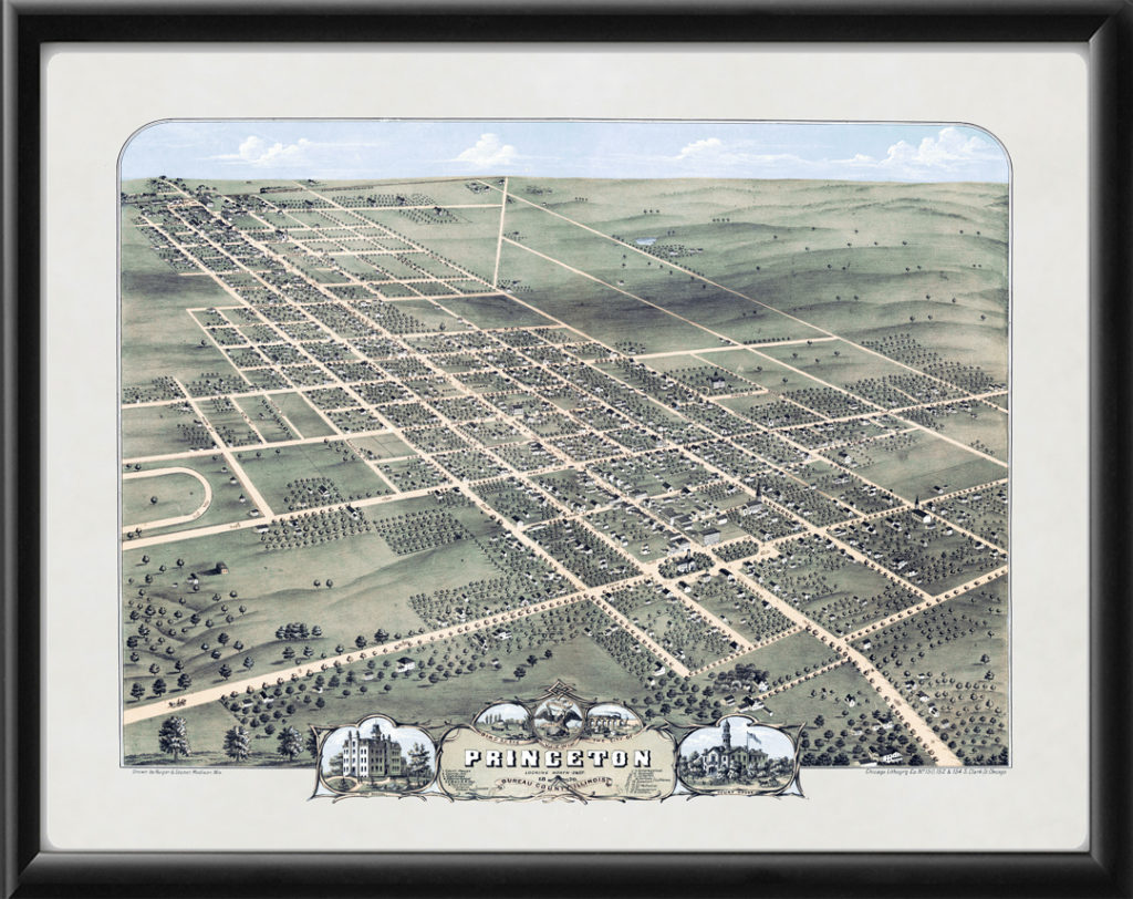 Princeton IL 1870 Restored Map | Vintage City Maps